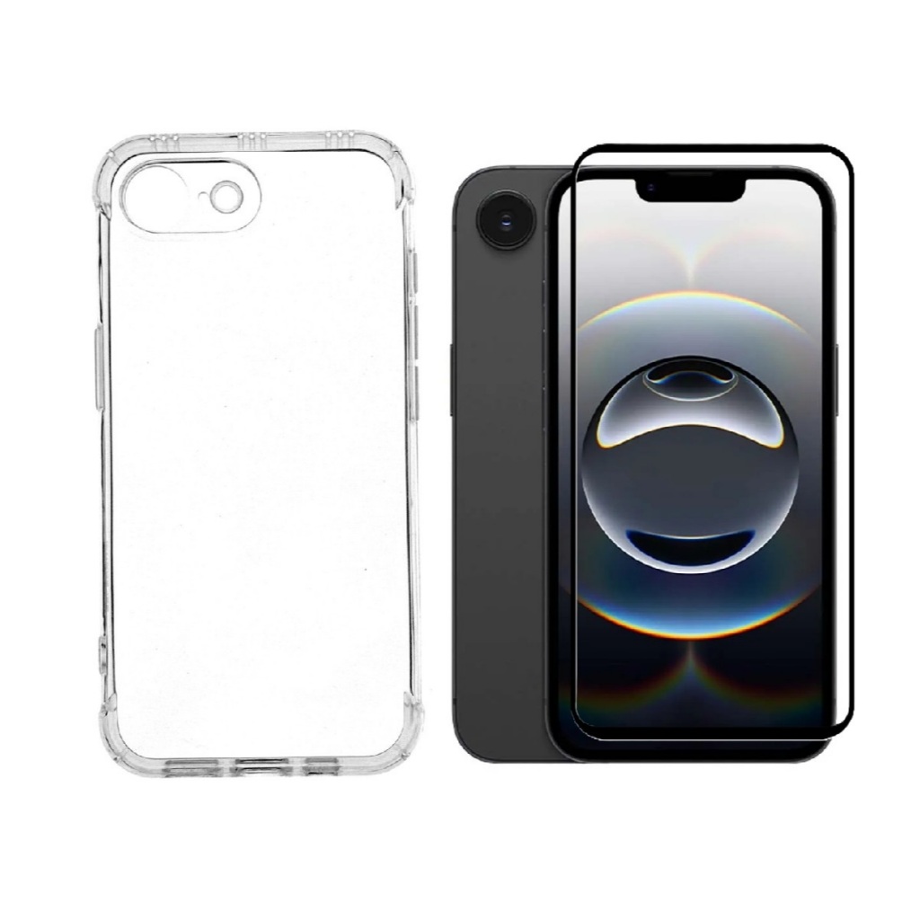 Para iPhone 16e - Capa Capinha Case Anti Impacto Shock + Pelicula Protetora de Tela Vidro 3d ...