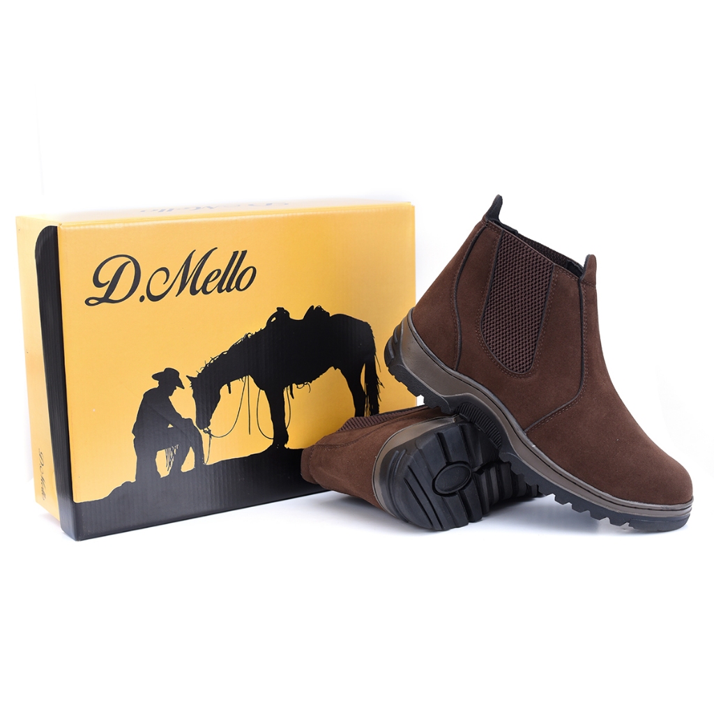 Bota botina masculina Marron Café camurça ecológica solado de borracha ...