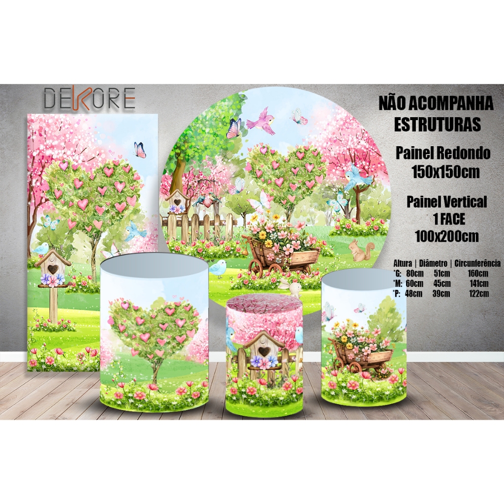 Kit Painel Jardim Encantado + Trio Capa Cilindros Veste Fácil ...