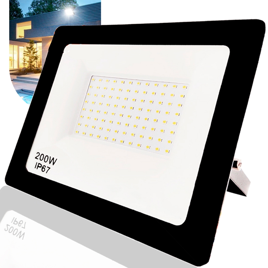 Refletor Led Holofote 200w Ip66 Bivolt Forte Luz Branco Frio Prova D'água | Shopee Brasil