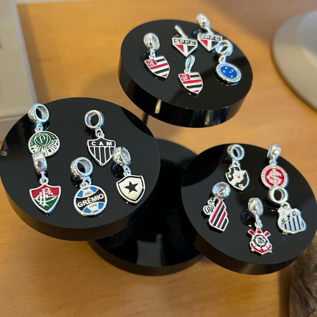 Berloque time de futebol brasileiro em prata 925 cok detalhe resinado ...