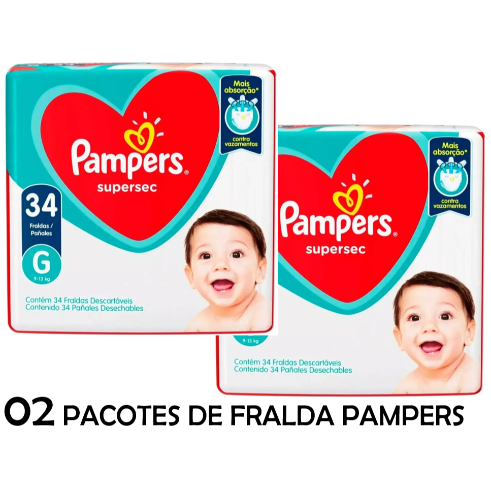 PAMPERS - 02 Pacotes Fralda Mega - Escolha o tamanho | Shopee Brasil