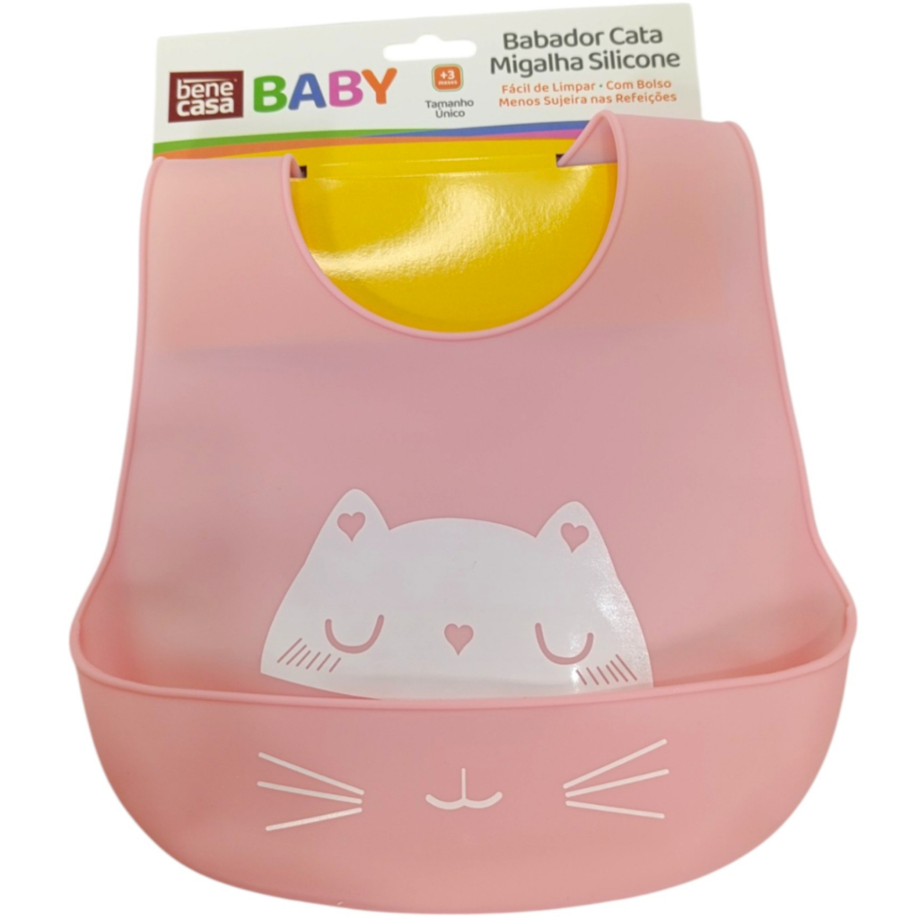 Babador de Silicone Cata Migalhas - Rosa - Fácil de limpar Menos ...