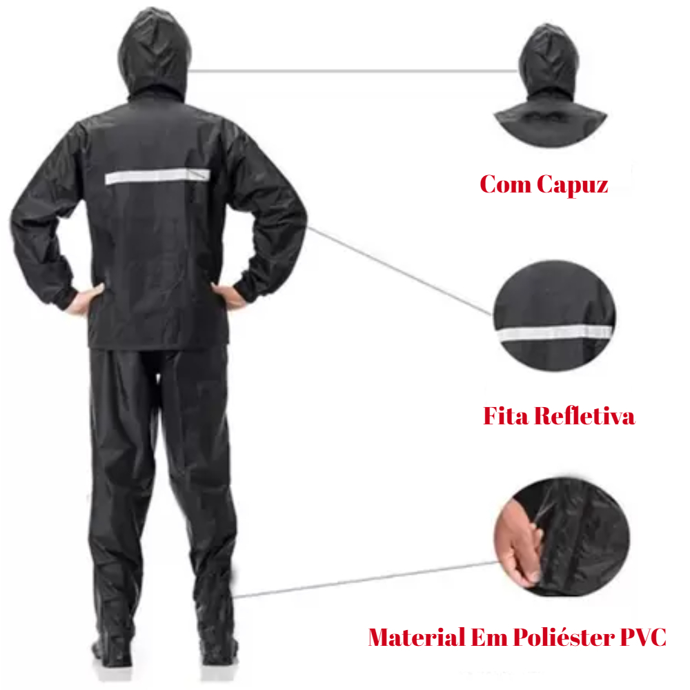 Capa Roupa Chuva Conjunto Jaqueta Calça Motoqueiro Motociclista ...