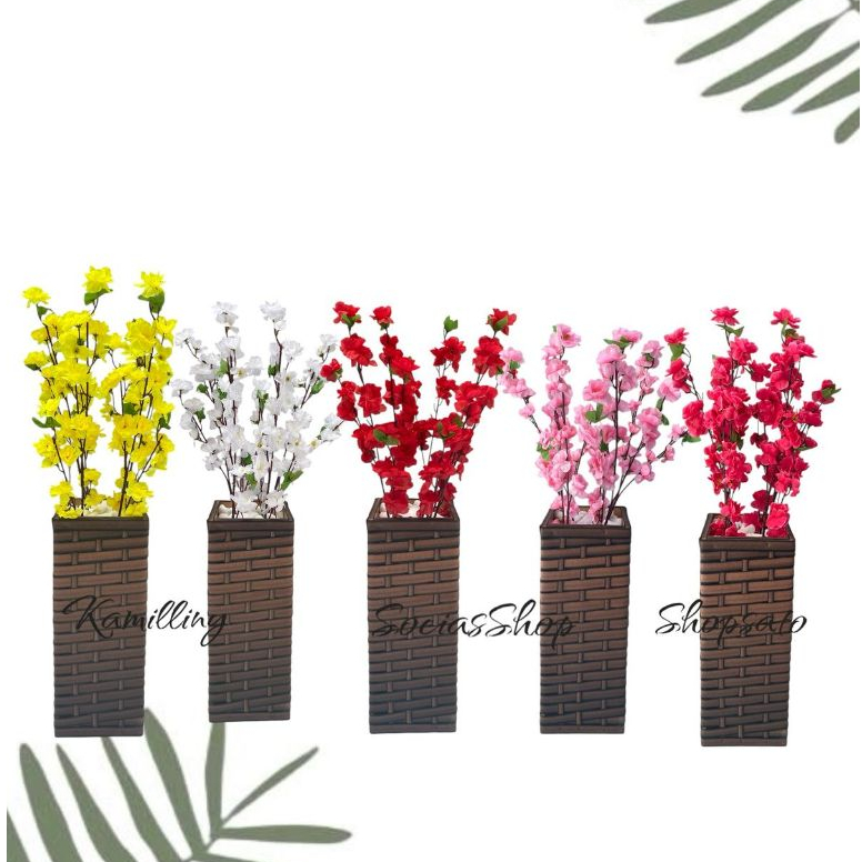 Arranjo Cerejeira 80cm Sakurinha baby + Vaso Coluna Madeira Fibra ...