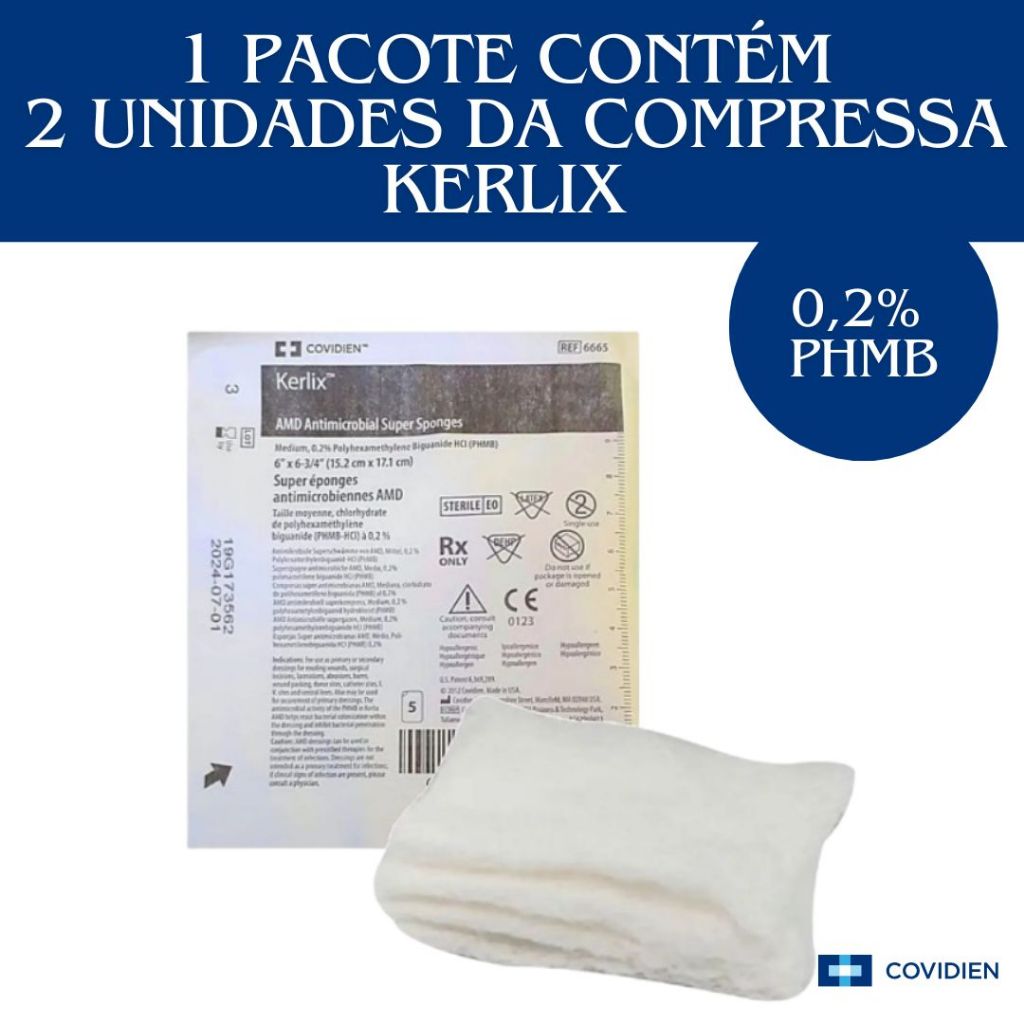 Compressa Kerlix Gaze Antimicrobiana PHMB 0,2% 15CM X 17CM AMD C/2 ...