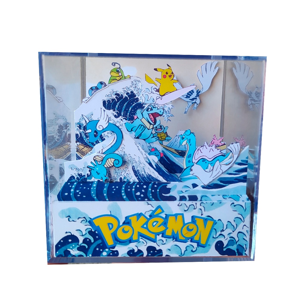Cubo diorama Pokemon A grande ONDA pikachu & CIA | Shopee Brasil