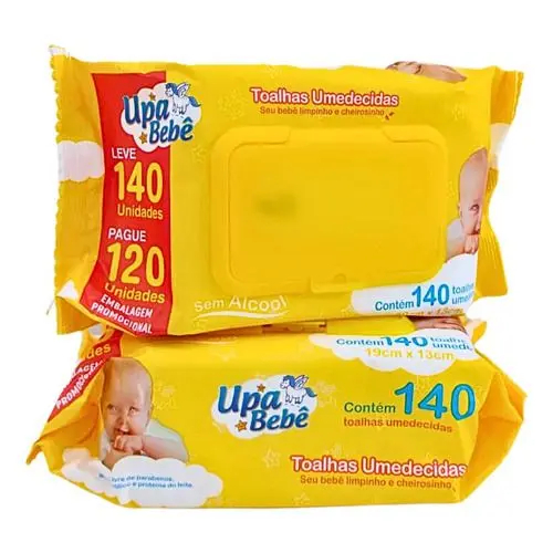 Toalhas Umedecidas Upa Bebê sem Álcool 140 Toalhas 19X13cm 1und | Shopee Brasil