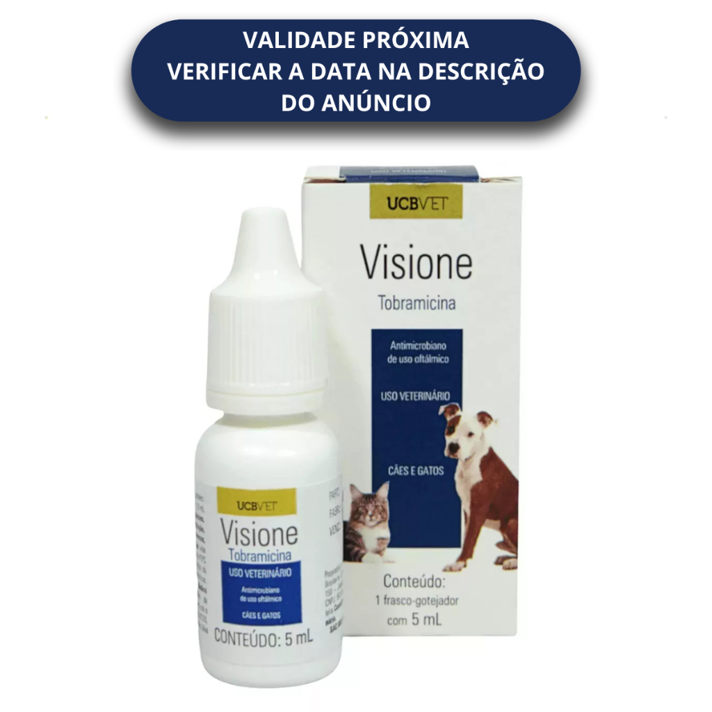 Colírio Visione Tobramicina Solução Oftálmica Ucbvet Cães e Gatos 5ml ...