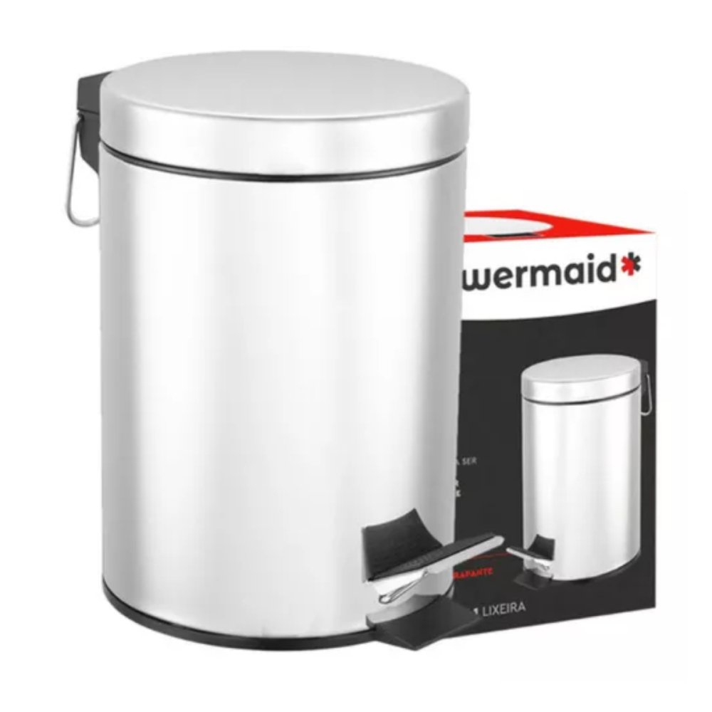 Lixeira Inox Redonda Multiuso - 5 Litros - Power Maid 28 x 20 cm ...