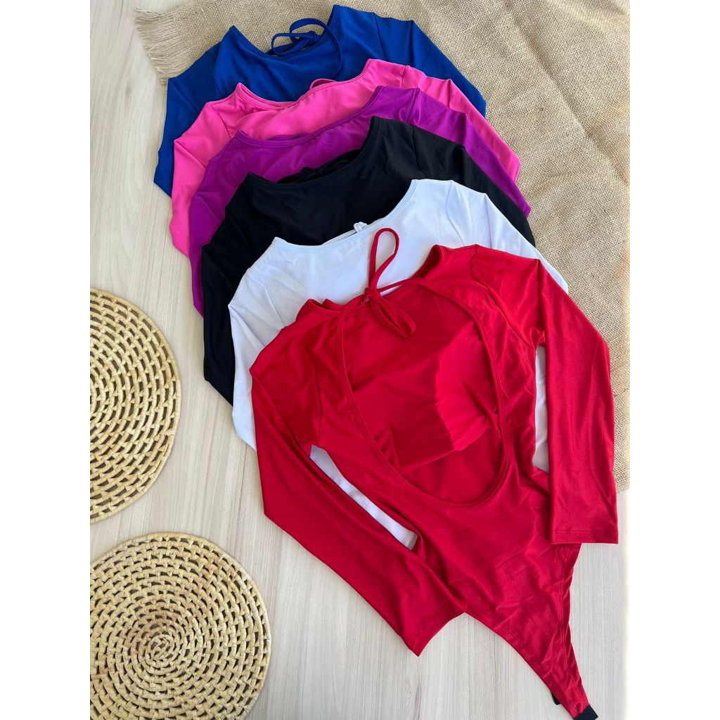 body bori bory feminino manga longa costas nua outono inverno | Shopee ...