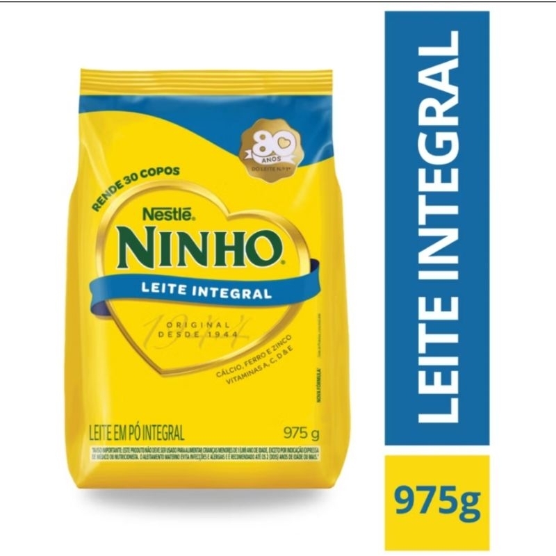 Leite em Pó Ninho integral Nestlé 975g produto oficial. | Shopee Brasil