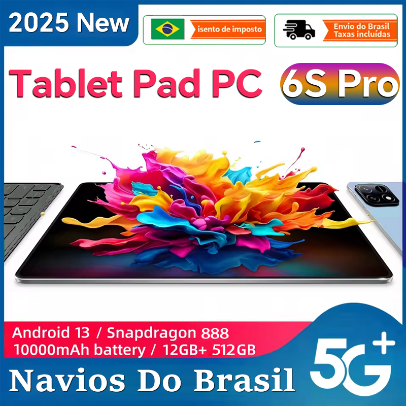 Android Tablet PC Pad 6S Pro Android 13 10.1inches 3G 4G LTE Internet Wi-Fi 8GB RAM 128GB ...