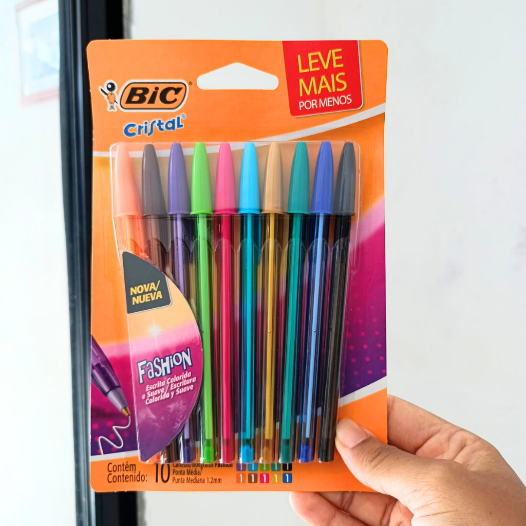 Kit Caneta Bic Coloridas Cristal Esferográfica 10 Cores kit de caneta ...