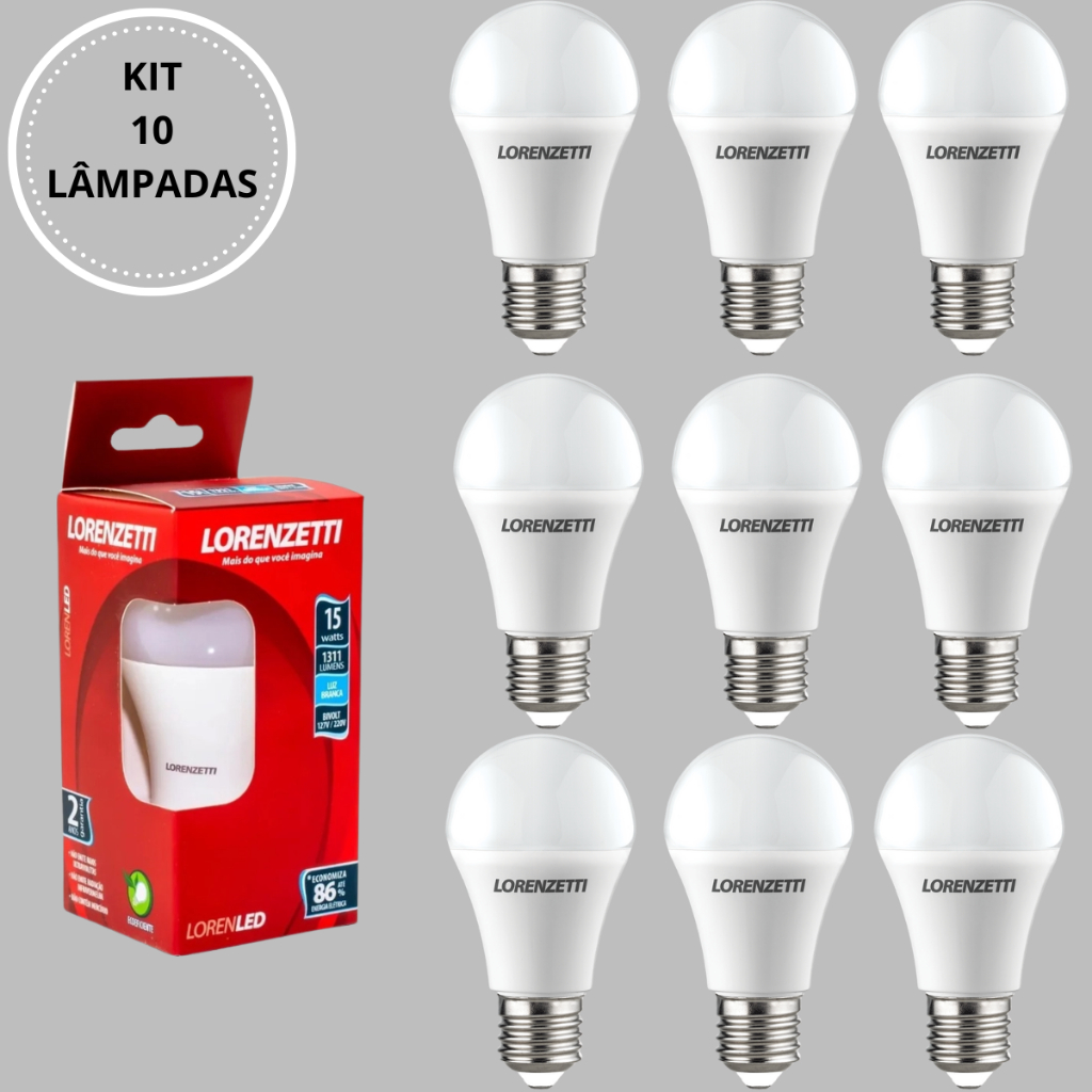 Kit 10 Lâmpadas Led Bulbo 9w Branca Bivolt Lorenzetti Cor da luz Branco 110V/220V | Shopee Brasil