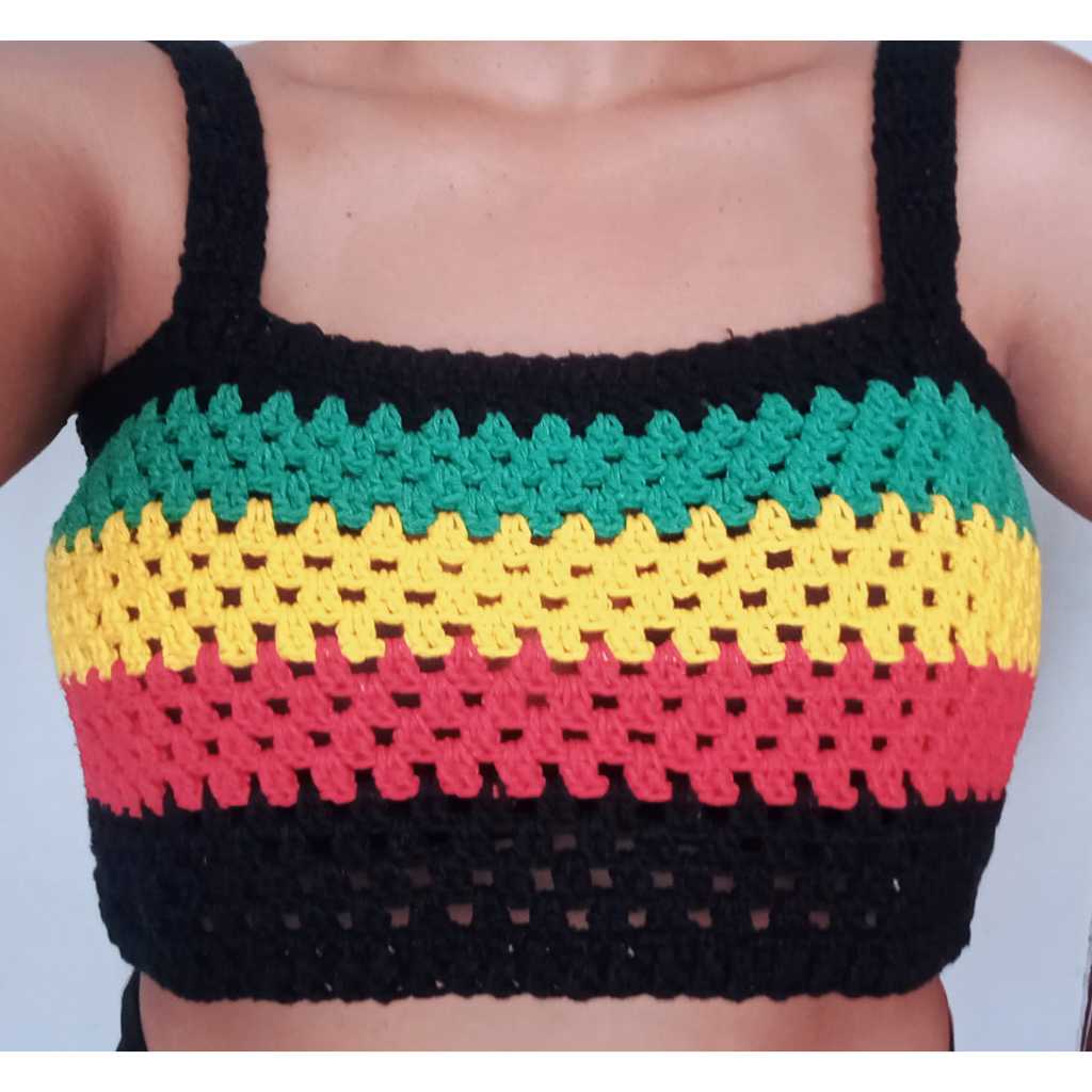 Top Cropped Crochê Plus Size Reggae G1/G2 | Shopee Brasil
