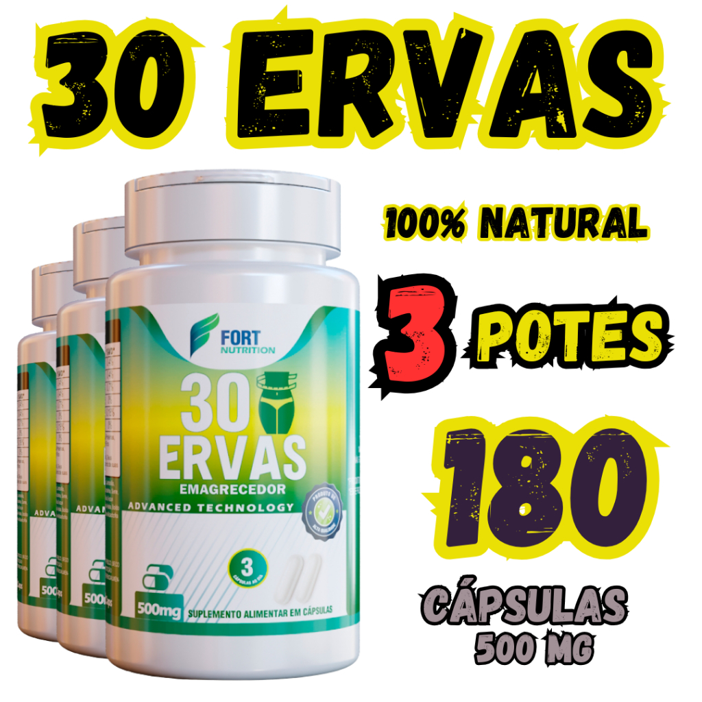 30 Ervas – Fort Nutrition - Suplemento Natural | 120 Cápsulas de 500mg ...