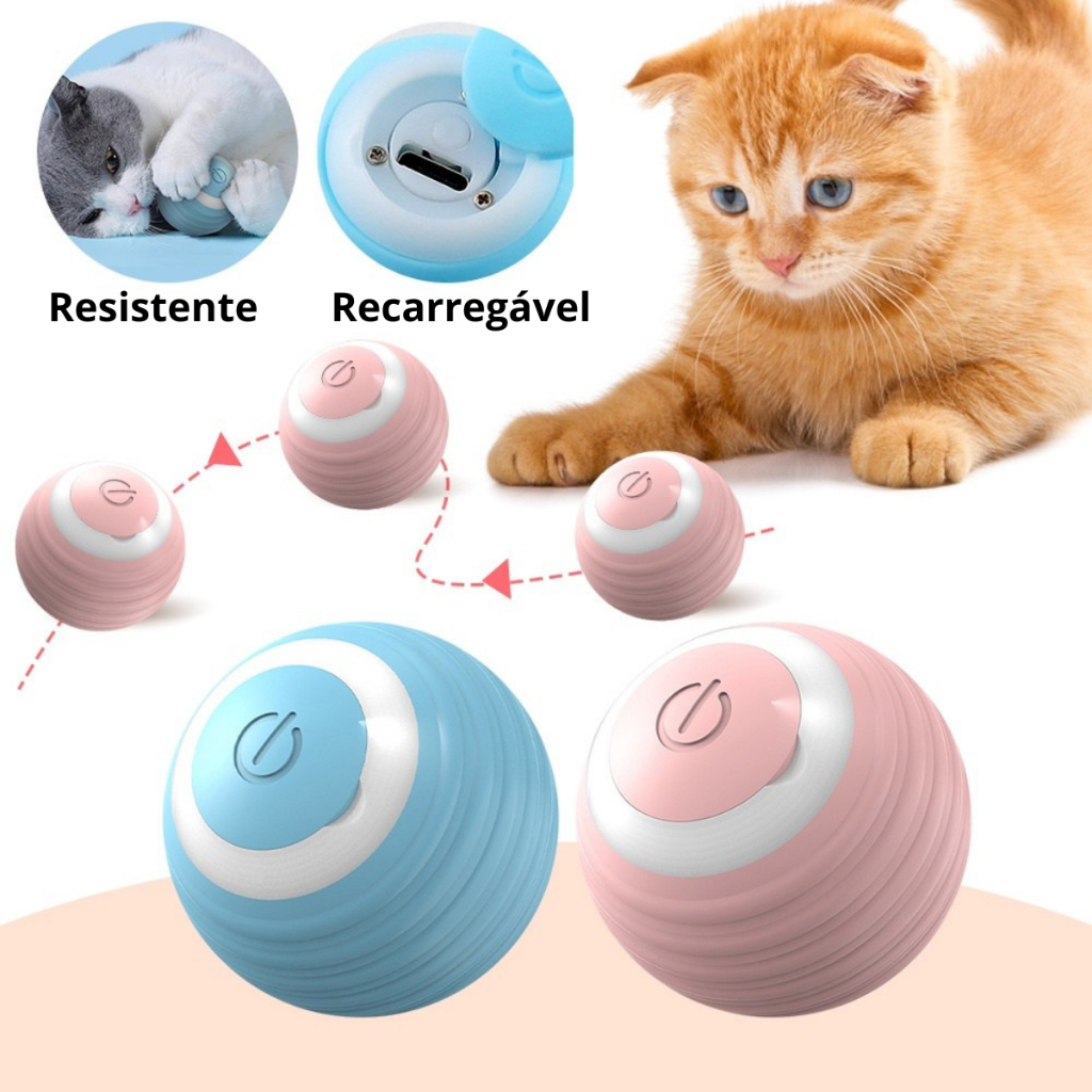 Bolinha Eletrônica Brinquedo Para Pets Gato Cachorro Bola Interativa Se ...