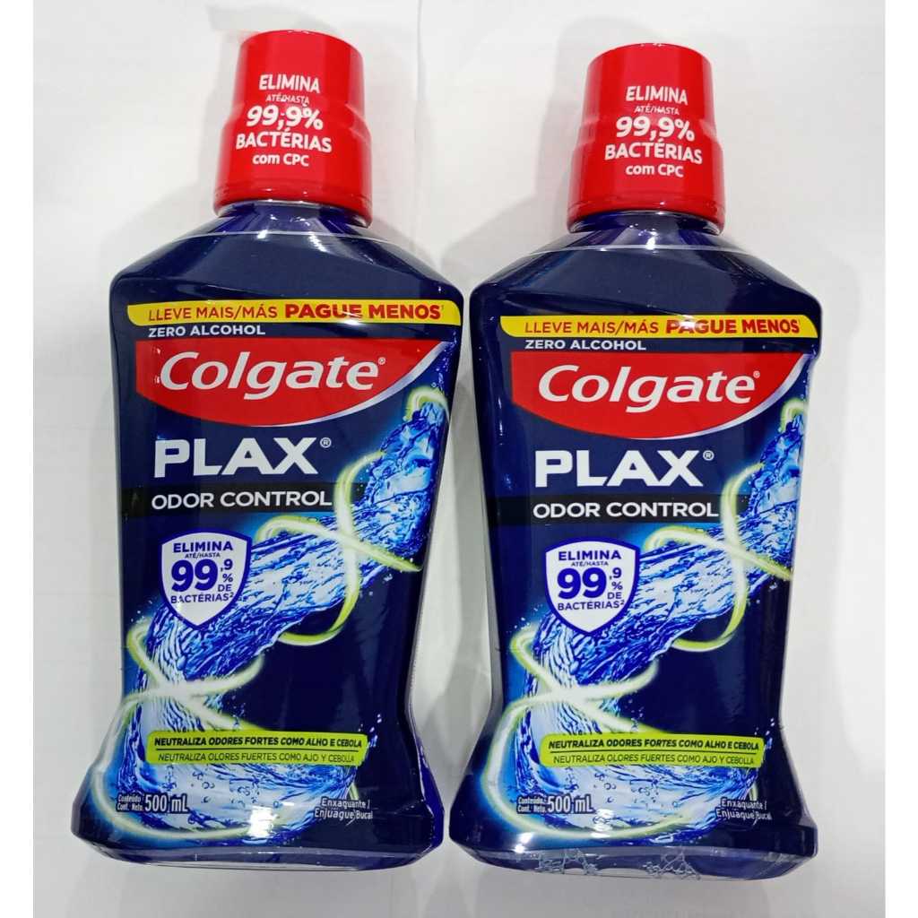 Enxaguante Bucal Sem Álcool Colgate Plax Odor Control 2 unidades 500ml ...