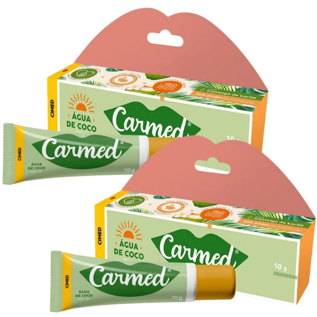 Kit com 2 Hidratante Protetor Labial Carmed Água De Coco Fps 30 - 10g | Shopee Brasil
