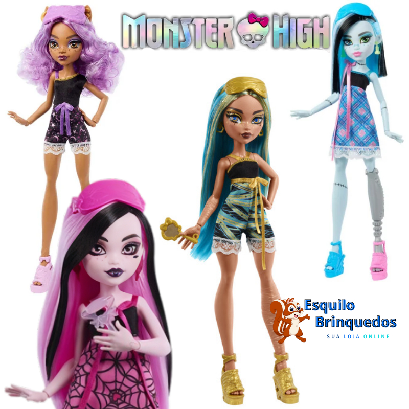 Boneca Monster High Pijama Frankie SteinCleo De Nile Draculaura Claudeen Wolf | Shopee Brasil
