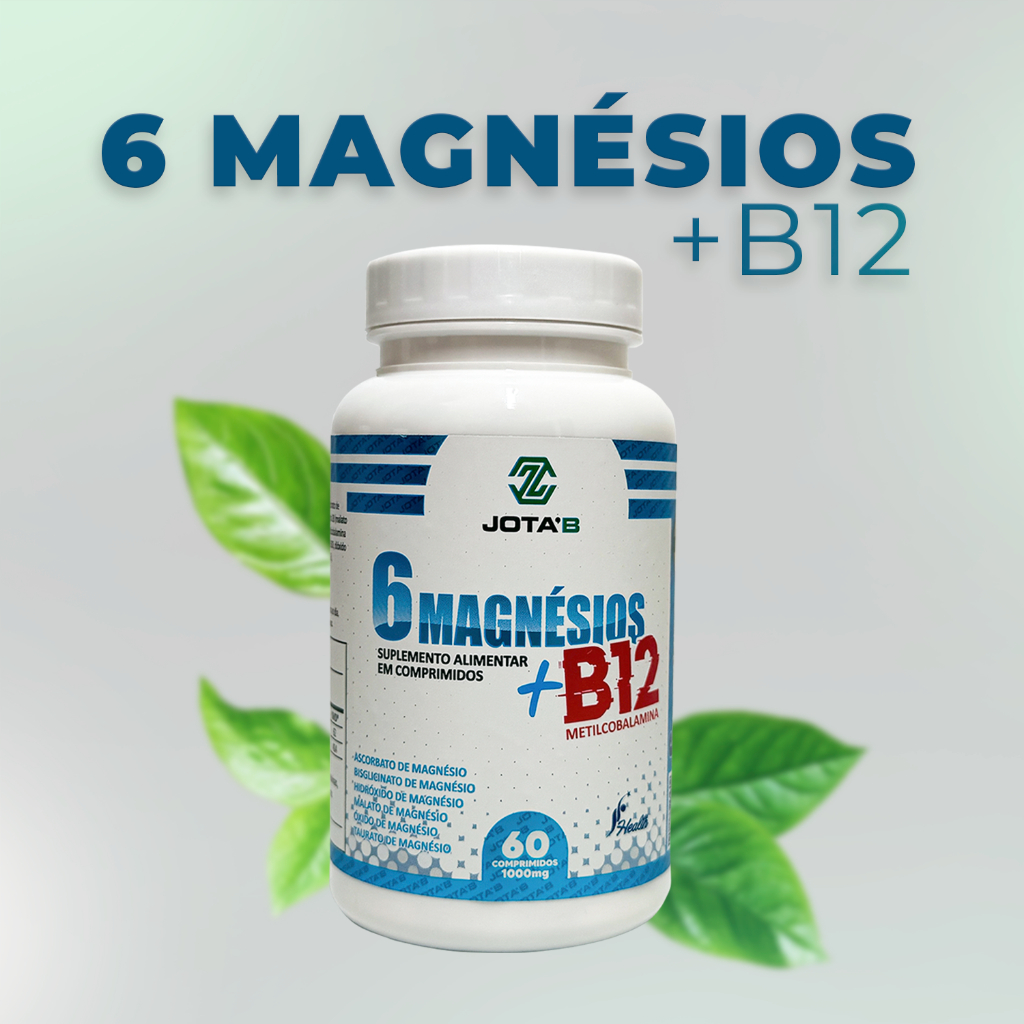 6 Magnésio + B12 60 Comprimidos 1000mg Metilcobalamina Suplemento ...