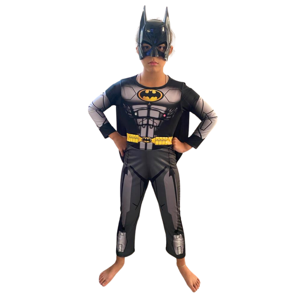 Roupa Fantasia Batman super Heroi Infantil Longa com enchimento ...