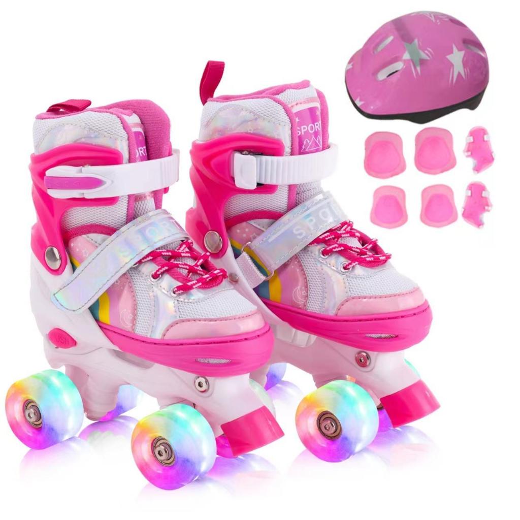 Patins Infantil De 4 Rodas Roxo Sereia Com Luz De Led Com Protecao ...