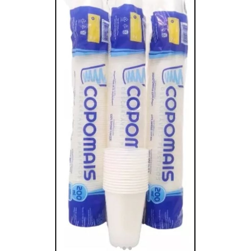 Copo ou Tampa transparente Descartável 200ml. Copomais 100unid. | Shopee Brasil