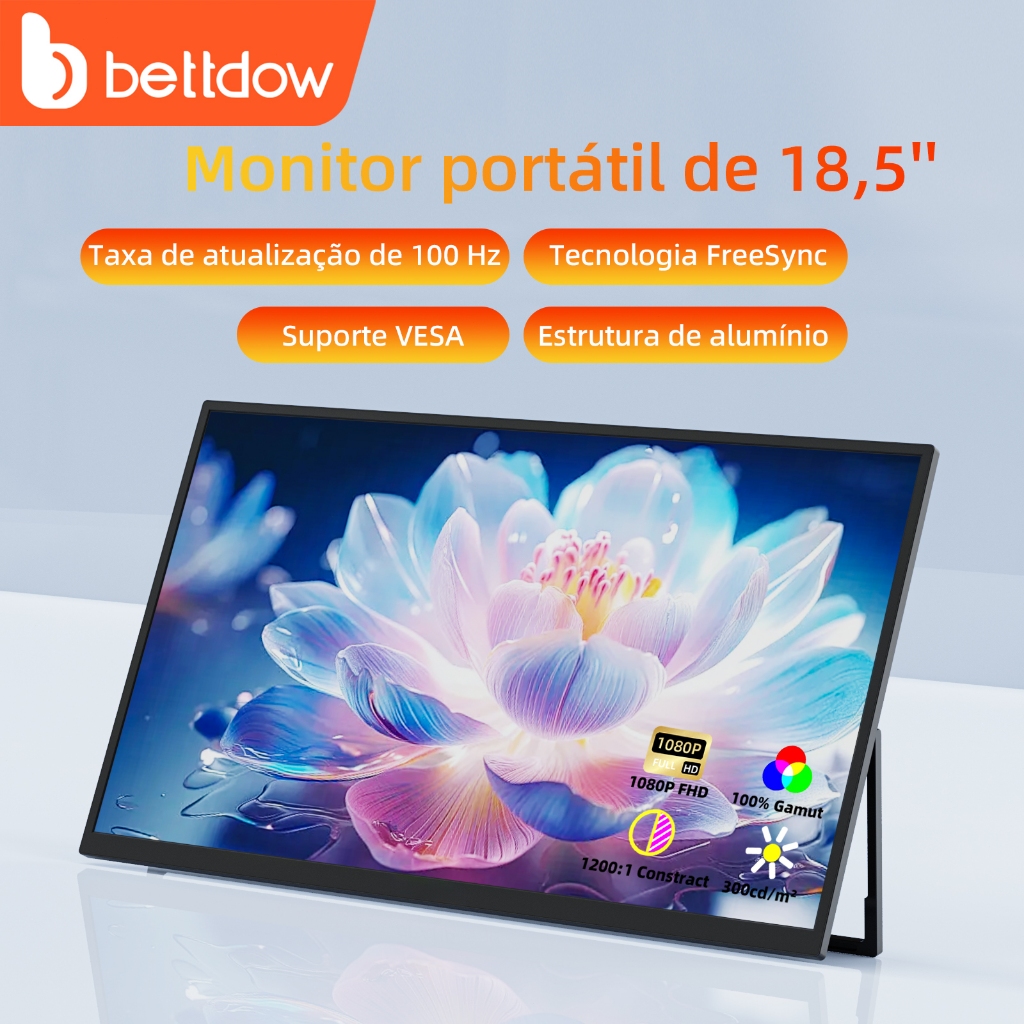BETTDOW Monitor Portátil para laptop 15.6 ''1920*1080p 4k fhd ips ...