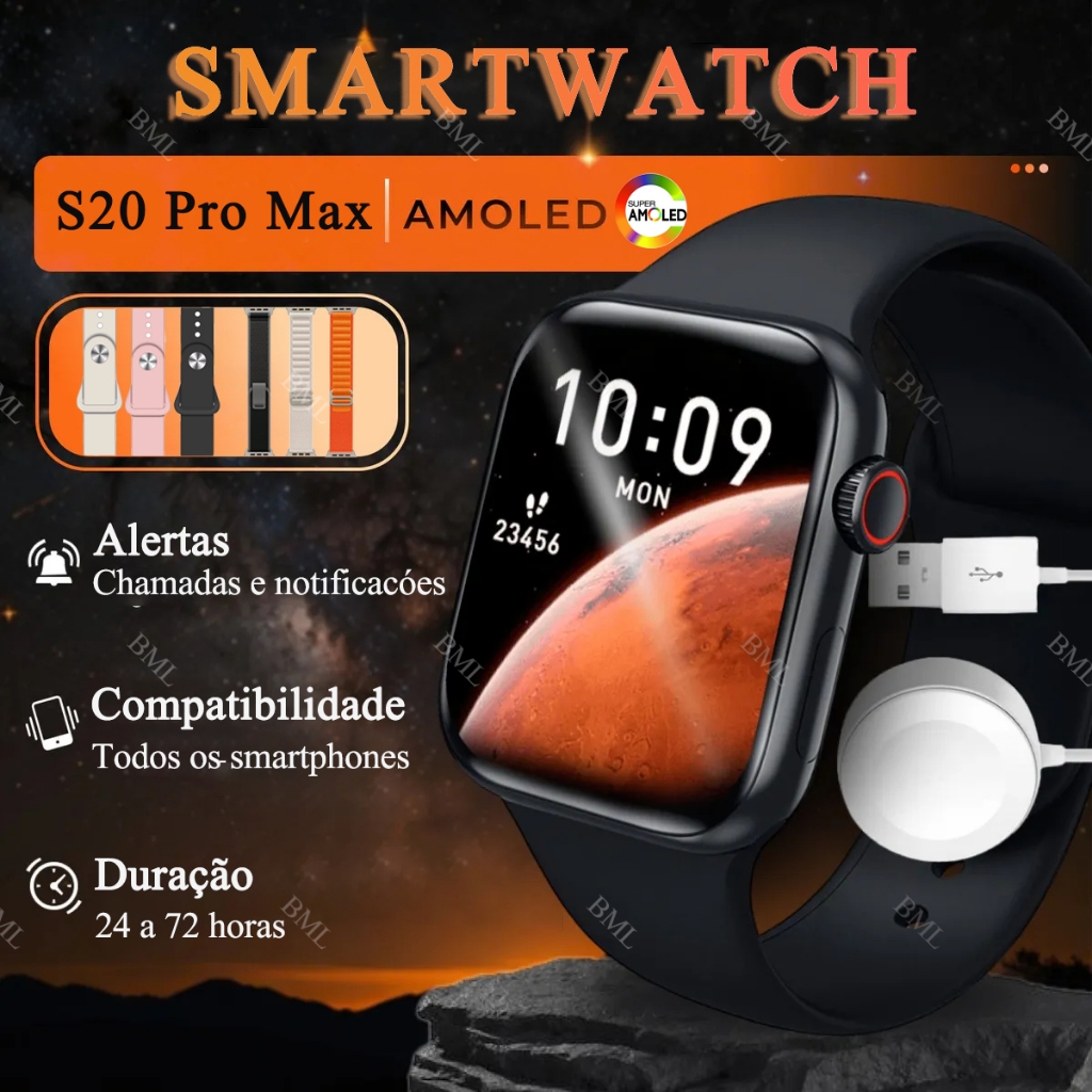 2025 Novo Smartwatch S20 Pro Max Série 10 Relógio Inteligente Esportivo ...