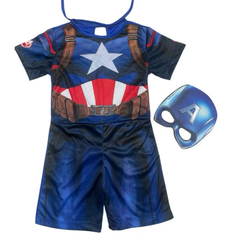 Roupa Infantil Fantasia Aniversário Capitão America Mascara 3D | Shopee ...