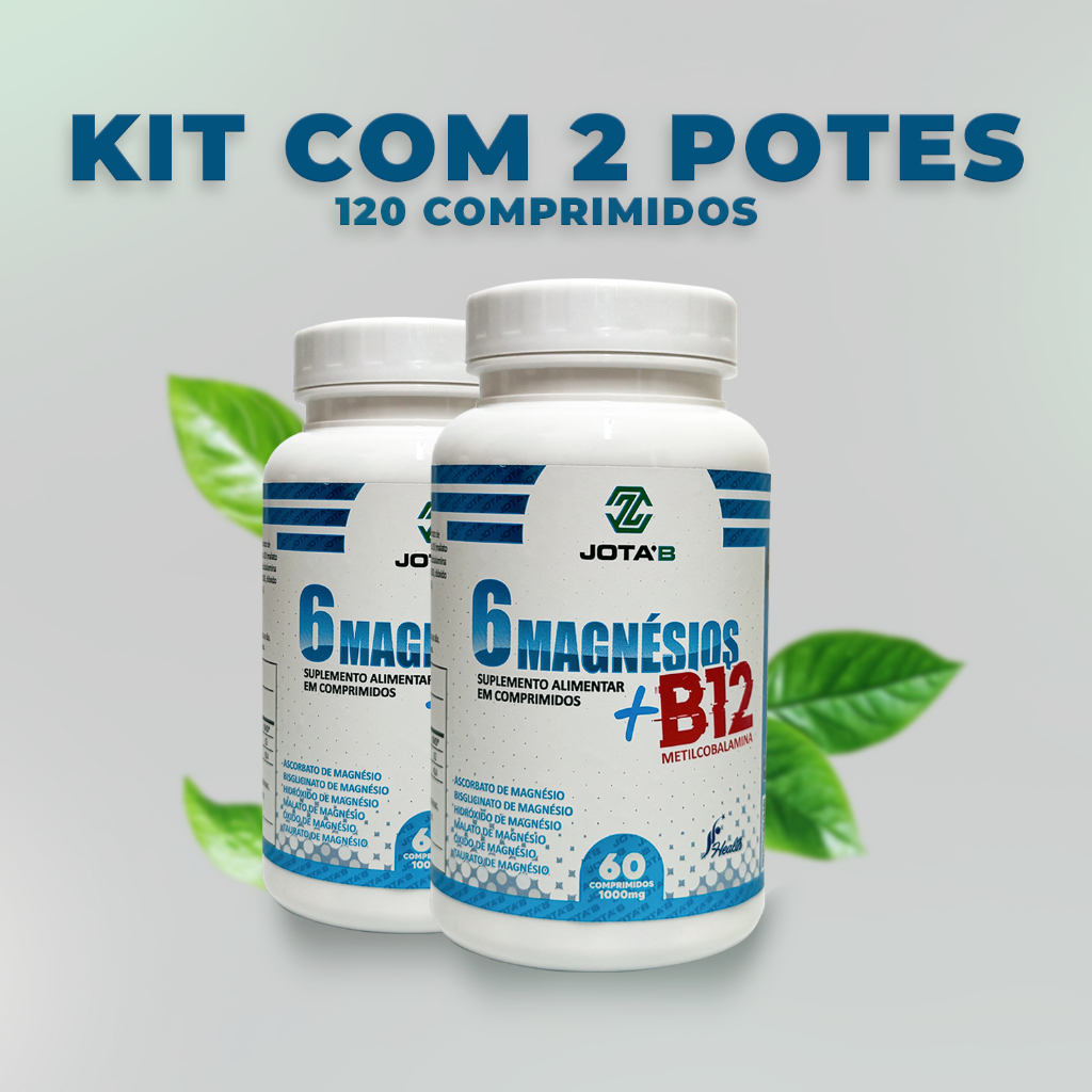 Kit 2 6 Magnésio + B12 120 Comprimidos 60 Pote 1000mg Metilcobalamina ...