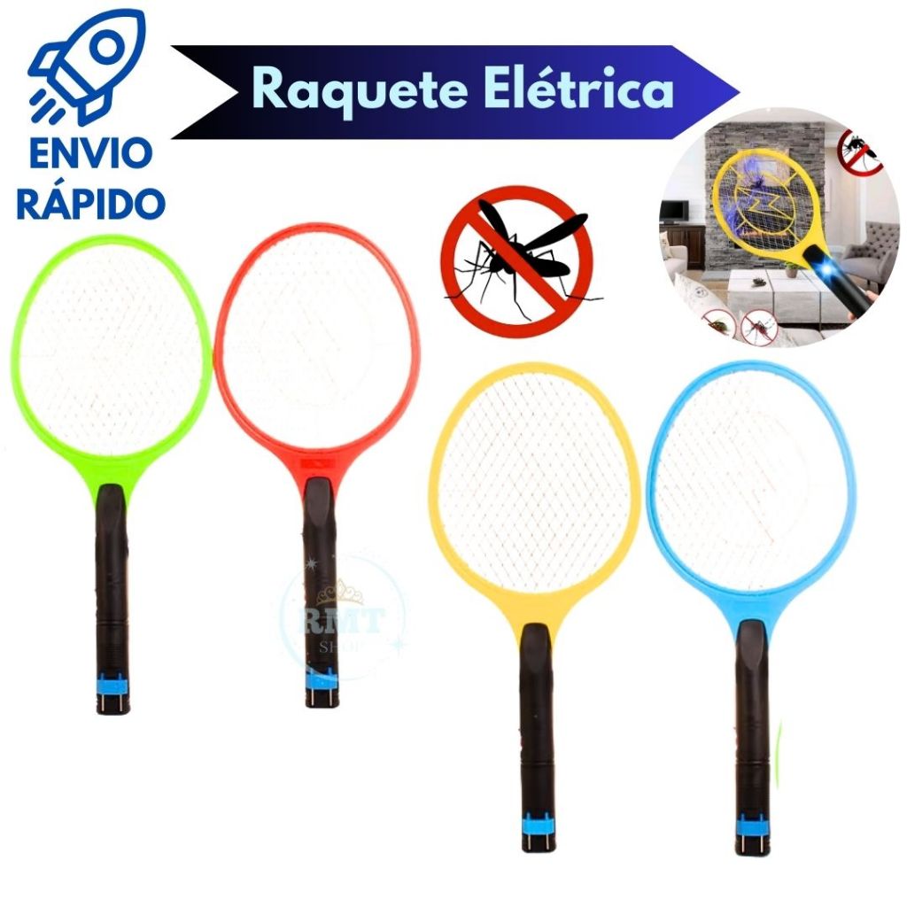 Raquete Eletrica Mata Mosquitos Insetos Recarregavel Pernilongos Mosca ...