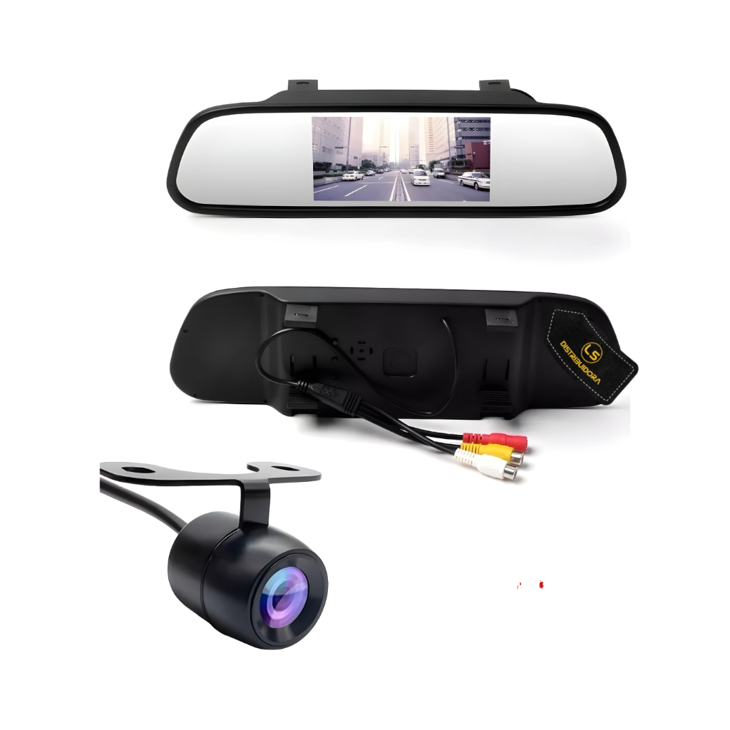 Retrovisor Visor Espelho Tela Lcd Veicular + Câmera De Ré | Shopee Brasil