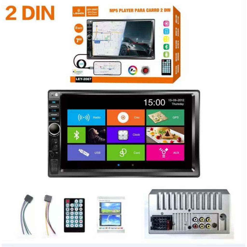 Central Multimídia MP5 Automotiva 2 Din Bluetooth USB/AUX/TF 7 ...