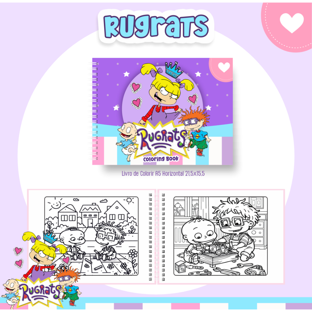 Livro de Colorir Bobbie Goods RUGRATS 50 Folhas 120 Gramatura Caderno ...