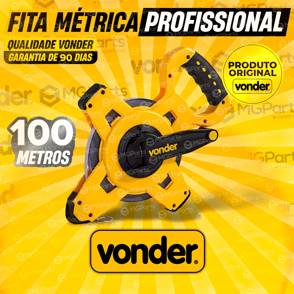 Trena Longa Fita Métrica Fibra Vidro 100 Metros Caixa Aberta Vonder ...
