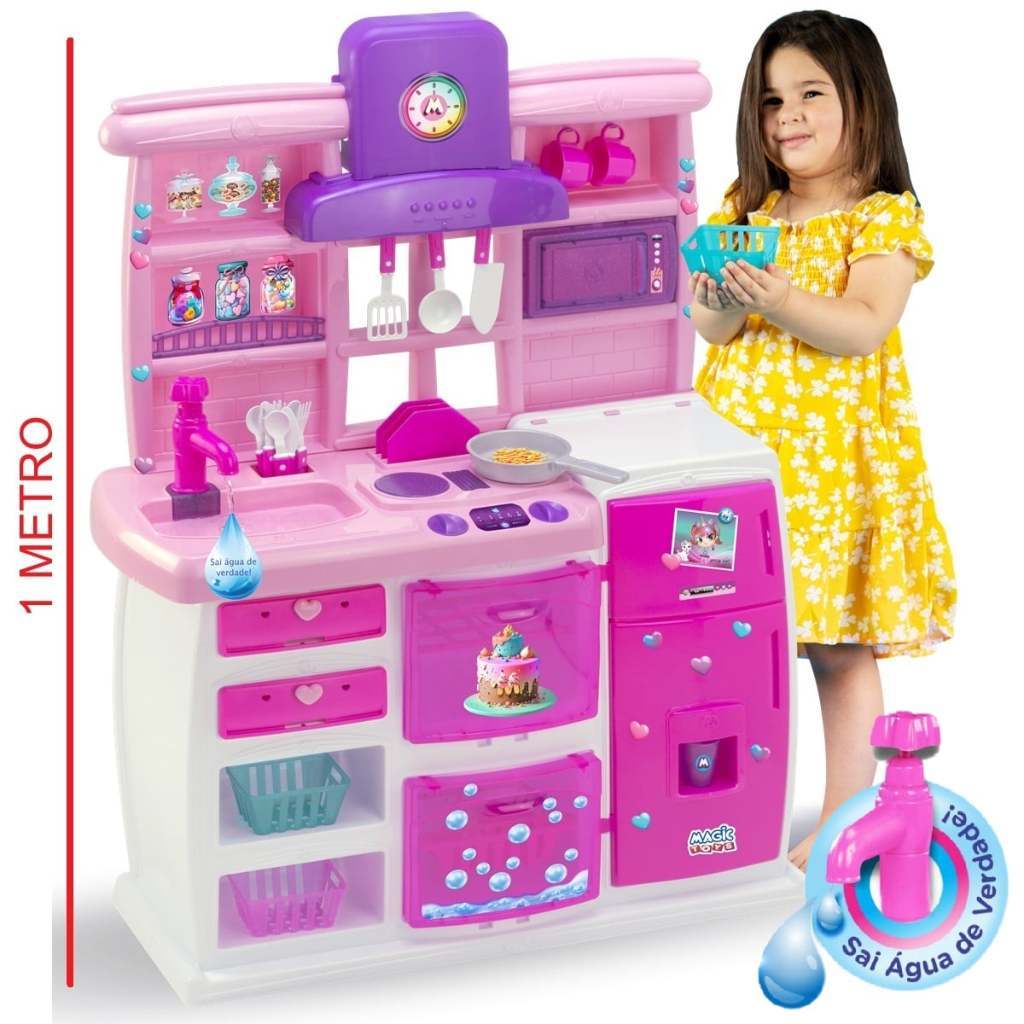 Cozinha Infantil Master Magic Completa com Geladeira Forno e Sai Água de Verdade - Magic Toys ...
