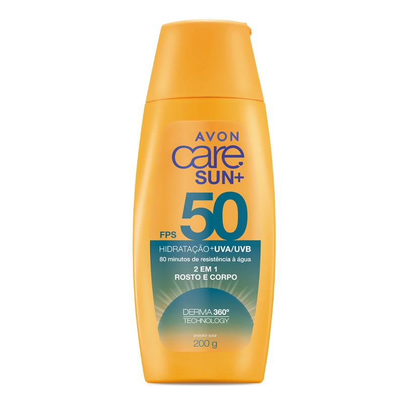 Protetor Solar Care Sun+ 2 em 1 Rosto e Corpo FPS 50 Avon - 200g | Shopee Brasil
