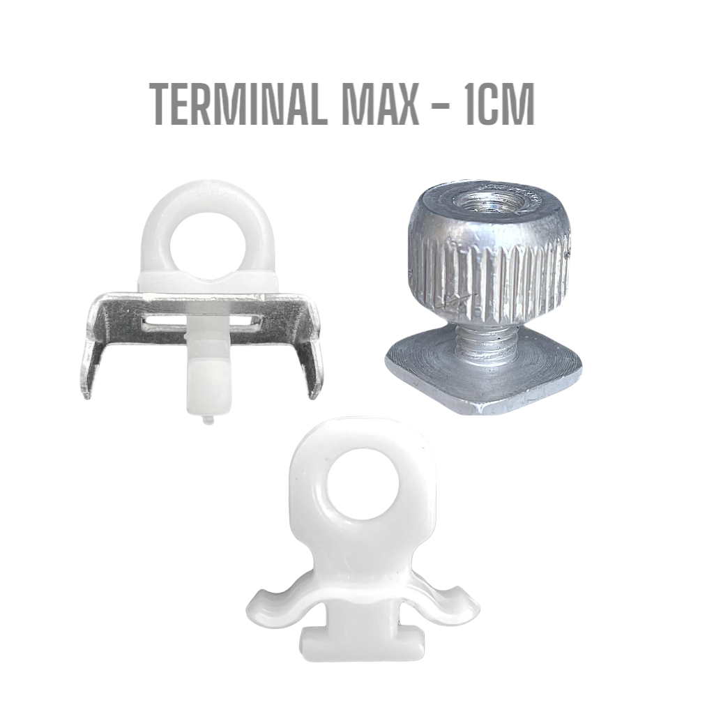 Kit 10 Terminal Max ou Mini Com Metal Para Trilho/ Varão Suíço Cortina ...