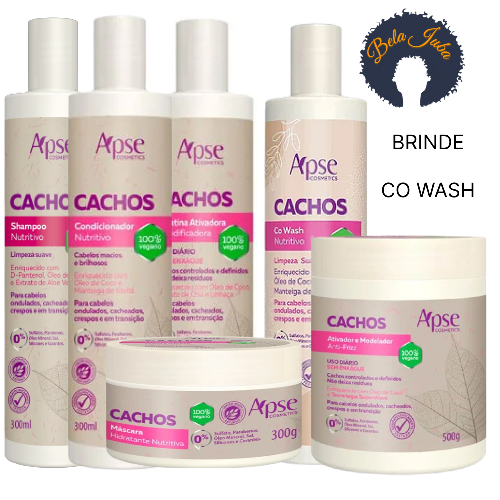 Kit Apse BRINDE Co wash - Shampoo + Condicionador + Gelatina + Mascára + Ativador cachos - Apice ...