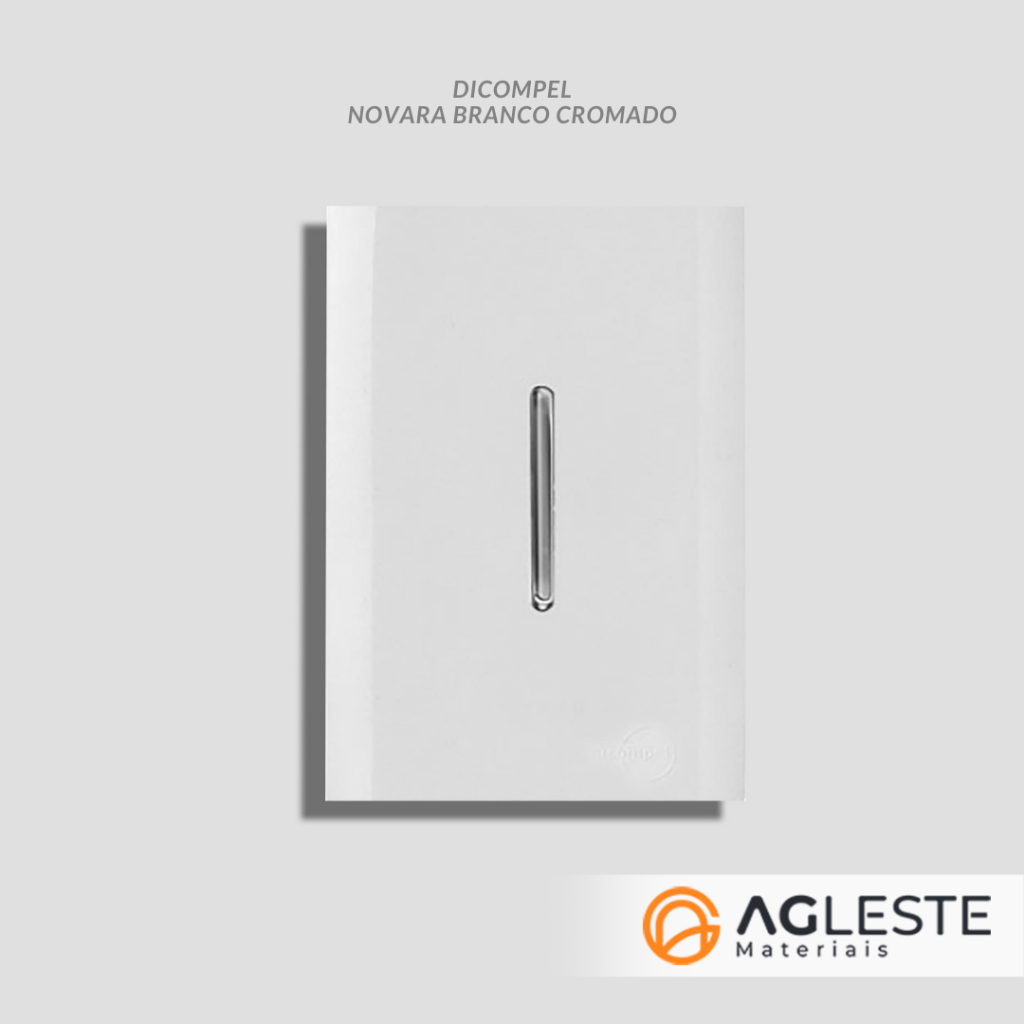 CJ INTERRUPTOR PULSADOR DE CAMPAINHA VERTICAL COM SUPORTE - 4X2 - DICOMPEL NOVARA BRANCO CROMADO ...