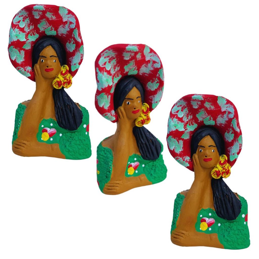 Boneca de Barro NAMORADEIRA TRÊS MARIAS Escultura Estatueta 10cm ...