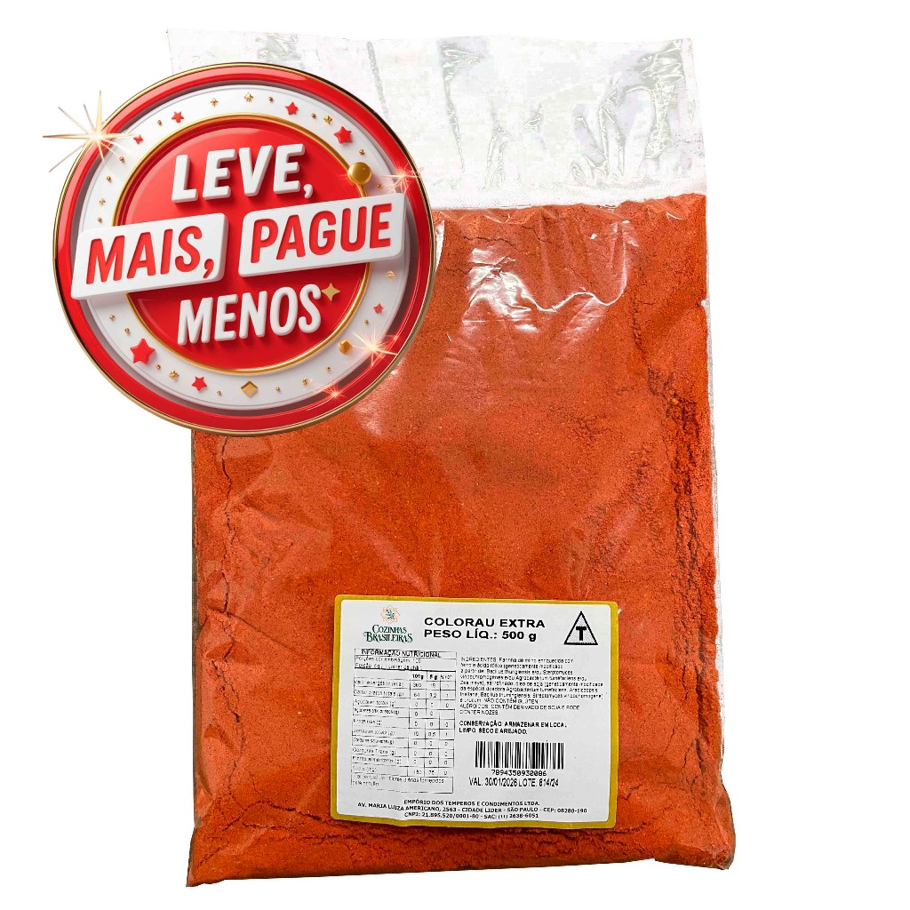 *PROMOÇÃO ATACADO* Colorau Extra 500g - Urucum Puro e Natural a Granel ...