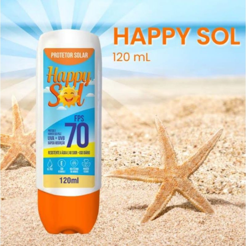 Happy Sol 120ML 70FPS C/Toque Seco | Shopee Brasil