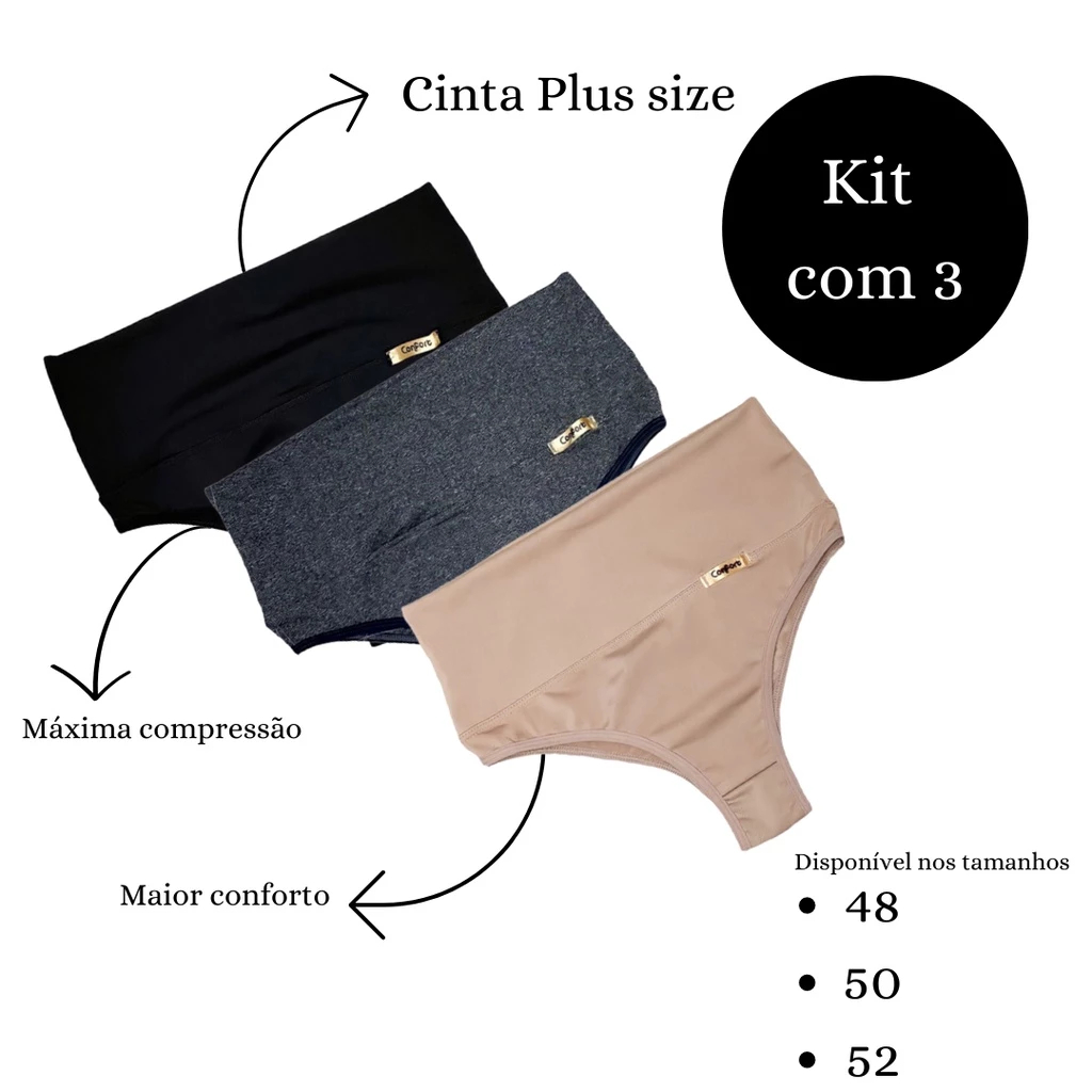 Kit 3 Cintas Calcinhas Modeladora Seca Barriga Afina Cintura Redutora ...