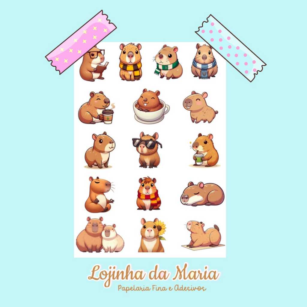 Cartela de Adesivos - Capivara | Shopee Brasil