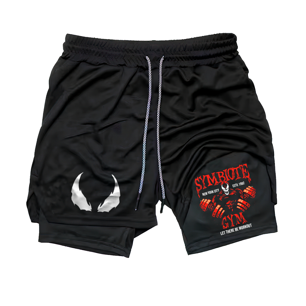 Bermuda 2 em 1 Masculina Venom Treino Academia com Compressão e Bolso ...