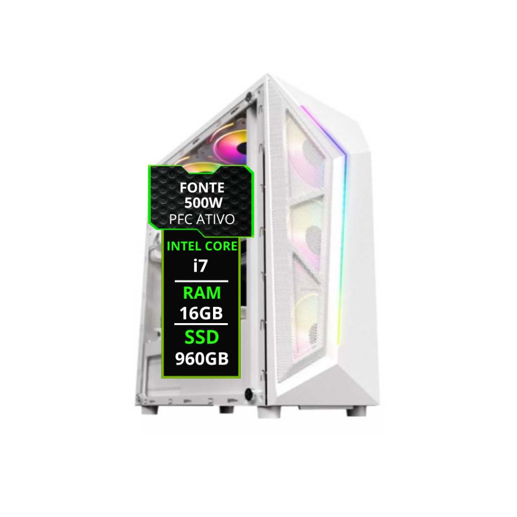 Pc Gamer branco Intel Core I7 3.9Ghz Ssd 960gb / 16gb Ram Ddr3 /fonte ...